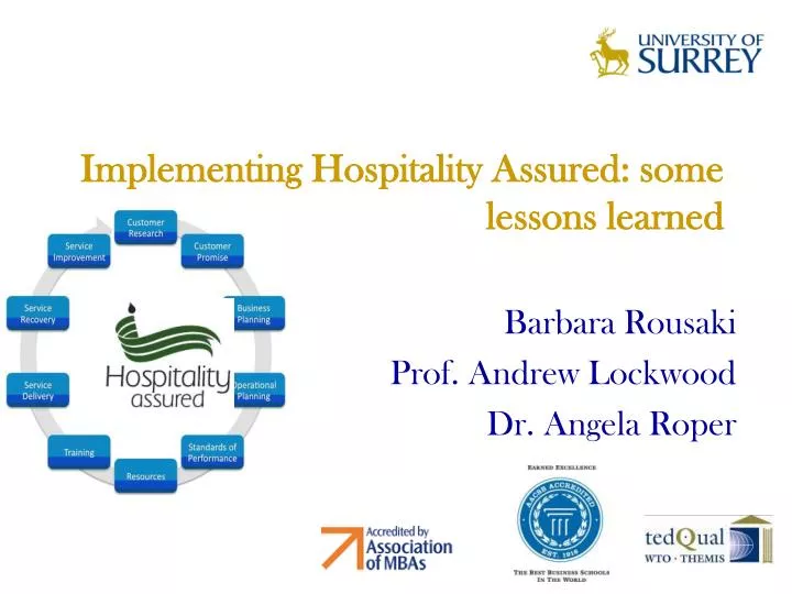 PPT - Implementing Hospitality Assured: some lessons learned PowerPoint ...