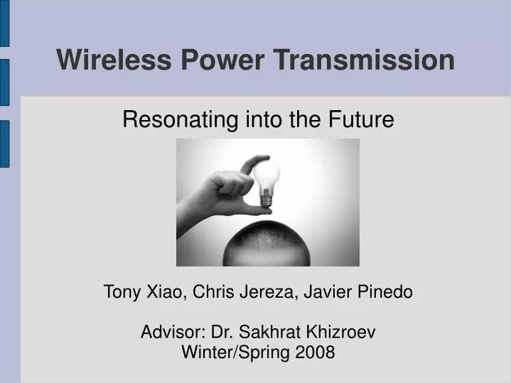 PPT - Wireless Power Transmission PowerPoint Presentation, free ...
