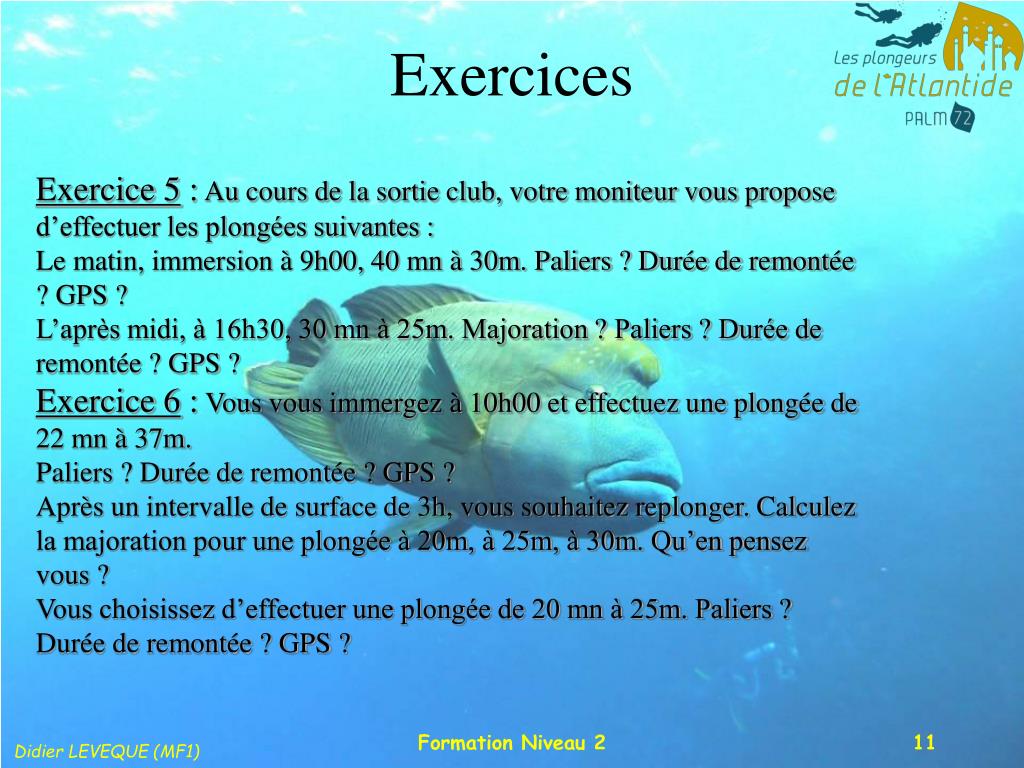 PPT - Utilisation des tables de plongée MN 90 plongeur N2 PowerPoint ...