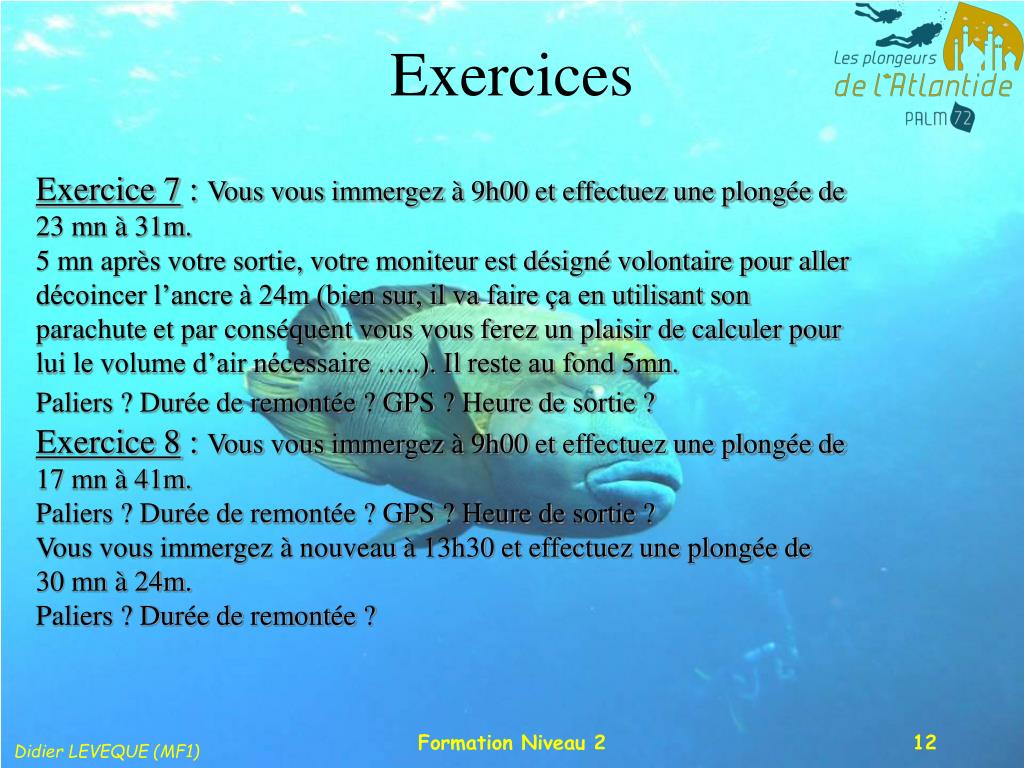 PPT - Utilisation des tables de plongée MN 90 plongeur N2 PowerPoint ...