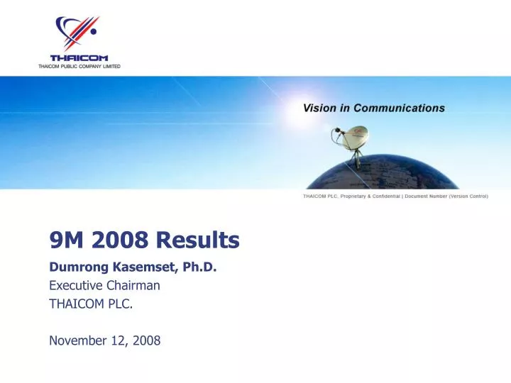 PPT - 9M 2008 Results PowerPoint Presentation, free download - ID:7055985