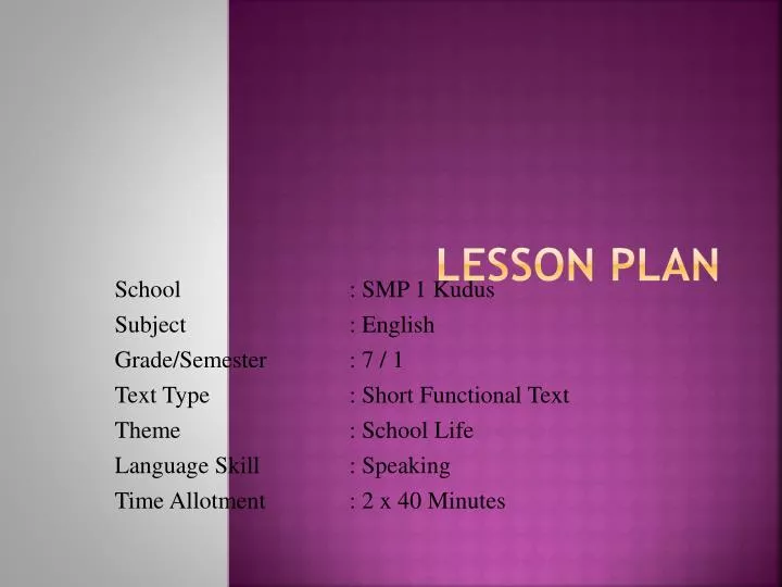 PPT - LESSON PLAN PowerPoint Presentation, free download - ID:7056264