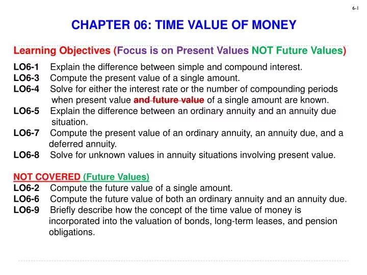 PPT - CHAPTER 06: TIME VALUE OF MONEY PowerPoint Presentation, free ...