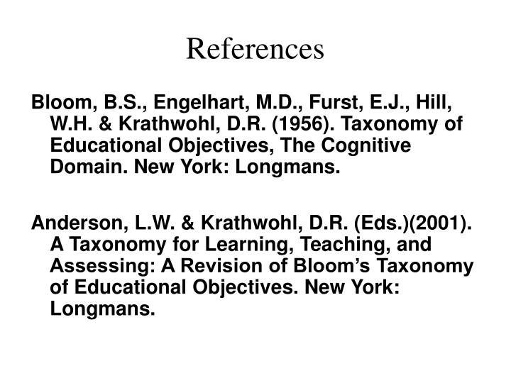 PPT - Bloom’s Taxonomy (1956) and Bloom’s Taxonomy Revised (2001 ...