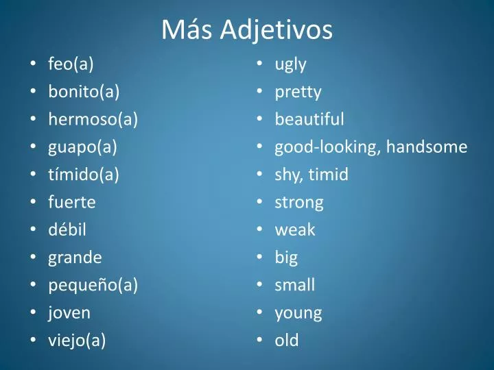 PPT - Más Adjetivos PowerPoint Presentation, free download - ID:7058938