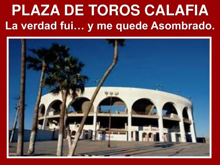 PPT - PLAZA DE TOROS CALAFIA La verdad fui… y me quede Asombrado ...