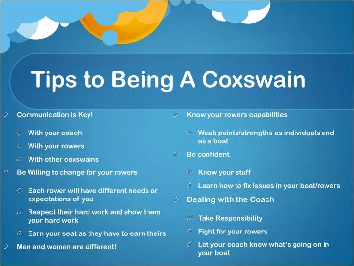 PPT - Tips to Being A Coxswain PowerPoint Presentation, free download ...