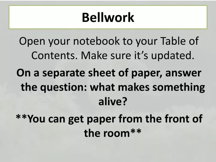 PPT - Bellwork PowerPoint Presentation, free download - ID:7062901
