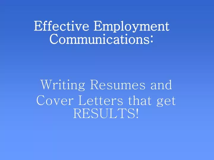 PPT - Effective Employment Communications: PowerPoint Presentation ...