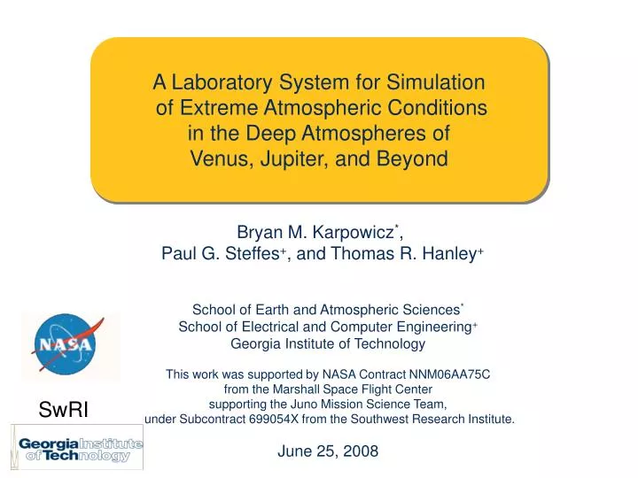 PPT - A Laboratory System for Simulation of Extreme Atmospheric ...