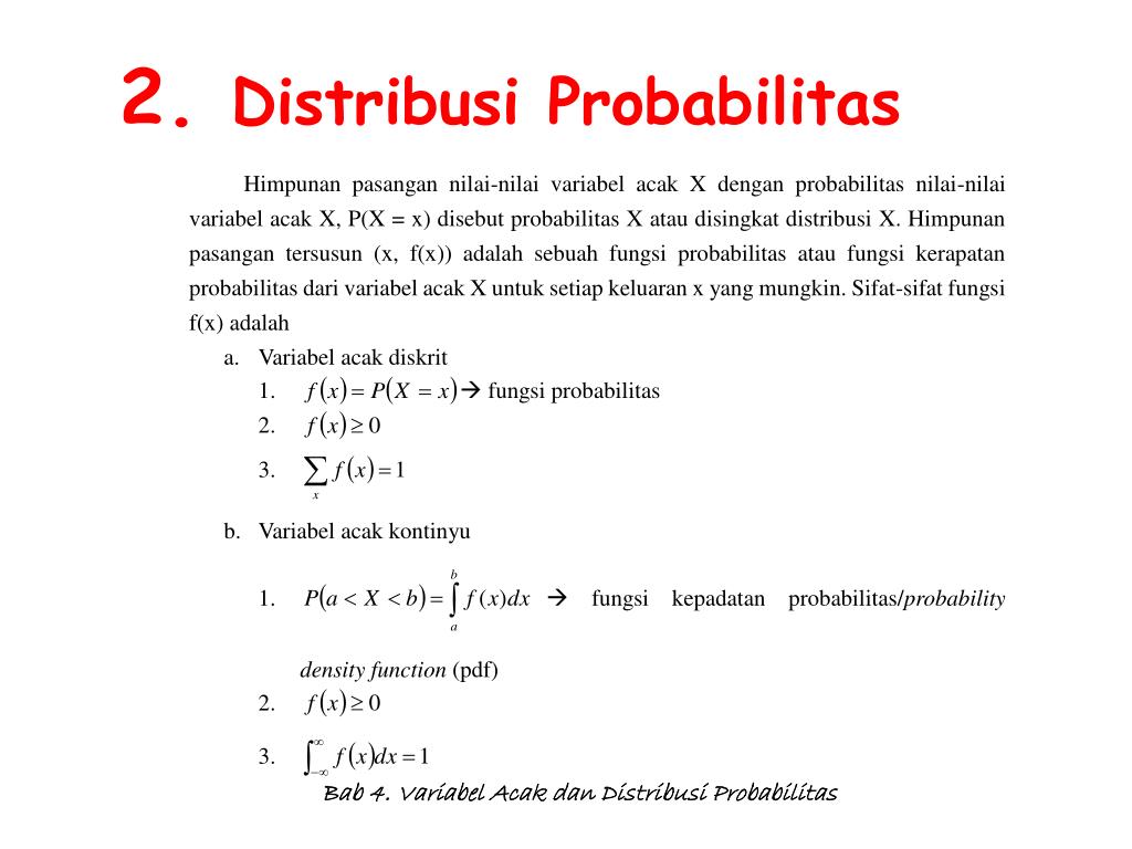 PPT - BAB IV VARIABEL ACAK DAN DISTRIBUSI PROBABILITAS PowerPoint ...