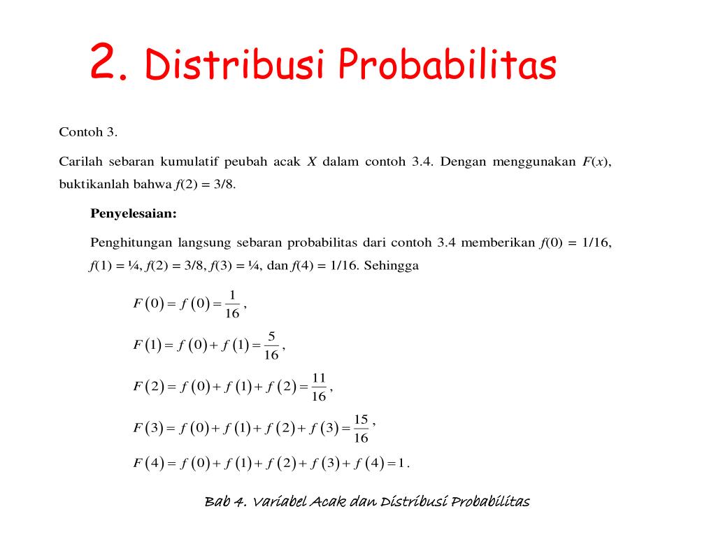 PPT - BAB IV VARIABEL ACAK DAN DISTRIBUSI PROBABILITAS PowerPoint ...