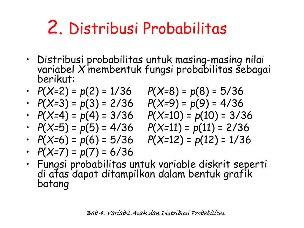 PPT - BAB IV VARIABEL ACAK DAN DISTRIBUSI PROBABILITAS PowerPoint ...