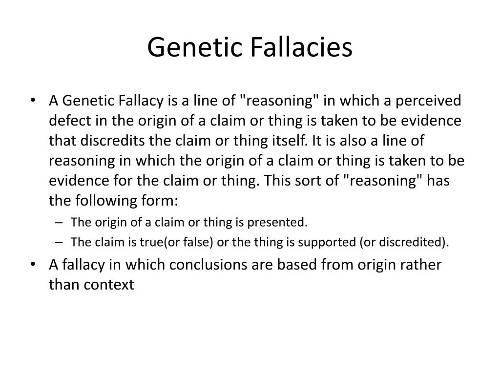 PPT - Tu Quoque and Genetic Fallacies PowerPoint Presentation, free ...