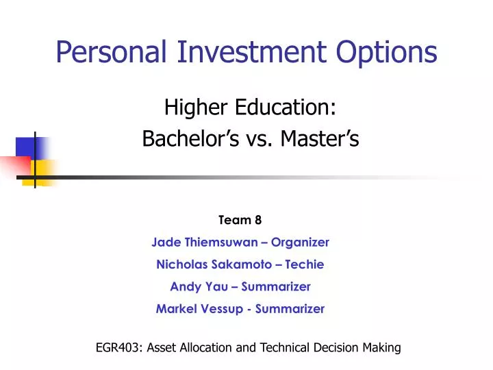 PPT - Personal Investment Options PowerPoint Presentation, free ...