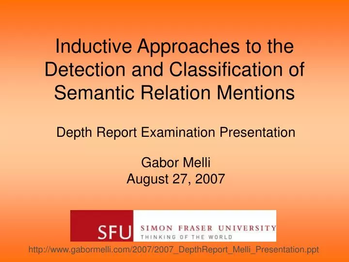 Ppt Inductive Approaches To The Detection And Classification Of