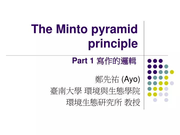 PPT - The Minto pyramid principle PowerPoint Presentation, free ...