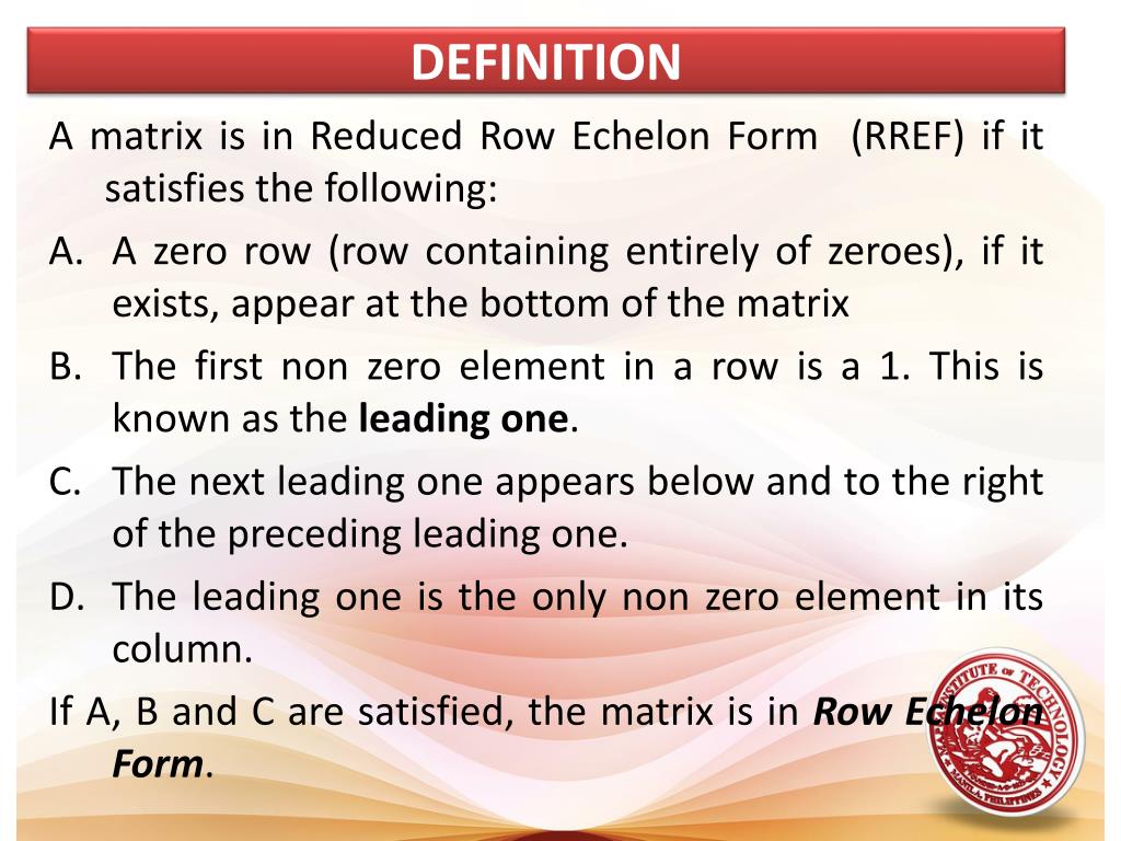PPT - ROW-ECHELON FORM AND REDUCED ROW-ECHELON FORM PowerPoint ... PPT - ROW-ECHELON FORM AND REDUCED ROW-ECHELON FORM PowerPoint ...