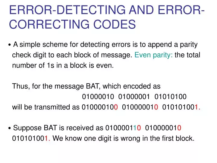 Ppt Error Detecting And Error Correcting Codes Powerpoint