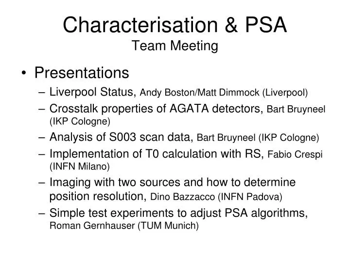 PPT - Characterisation & PSA Team Meeting PowerPoint Presentation, free ...