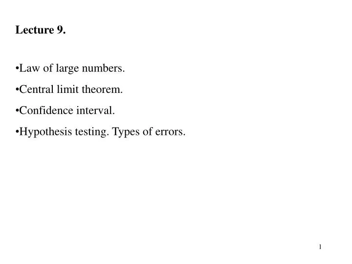 PPT - Law of large numbers. Central limit theorem. Confidence interval ...