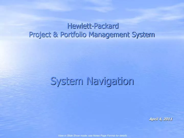 PPT - Hewlett-Packard Project & Portfolio Management System PowerPoint ...