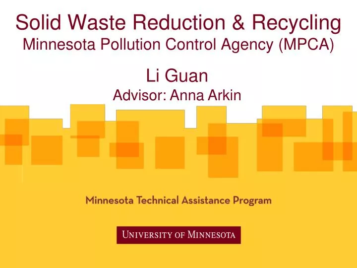 PPT - Solid Waste Reduction & Recycling Minnesota Pollution Control ...