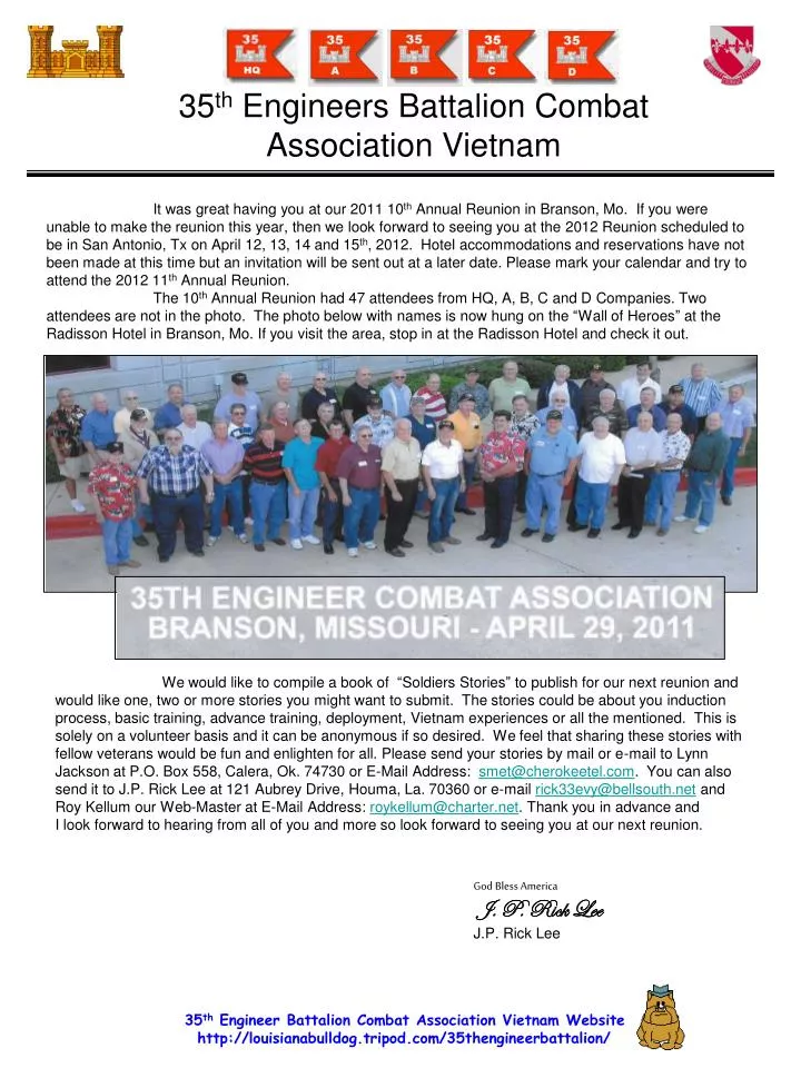 PPT - 35 th Engineers Battalion Combat Association Vietnam PowerPoint ...