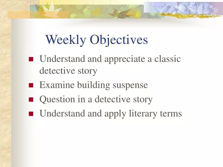 PPT - Weekly Objectives PowerPoint Presentation, free download - ID:7076411