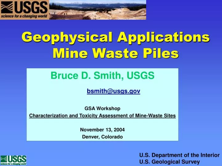 PPT - Geophysical Applications Mine Waste Piles PowerPoint Presentation ...