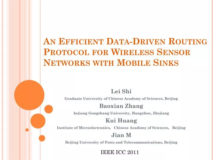 PPT - An Efficient Data-Driven Routing Protocol for Wireless Sensor ...