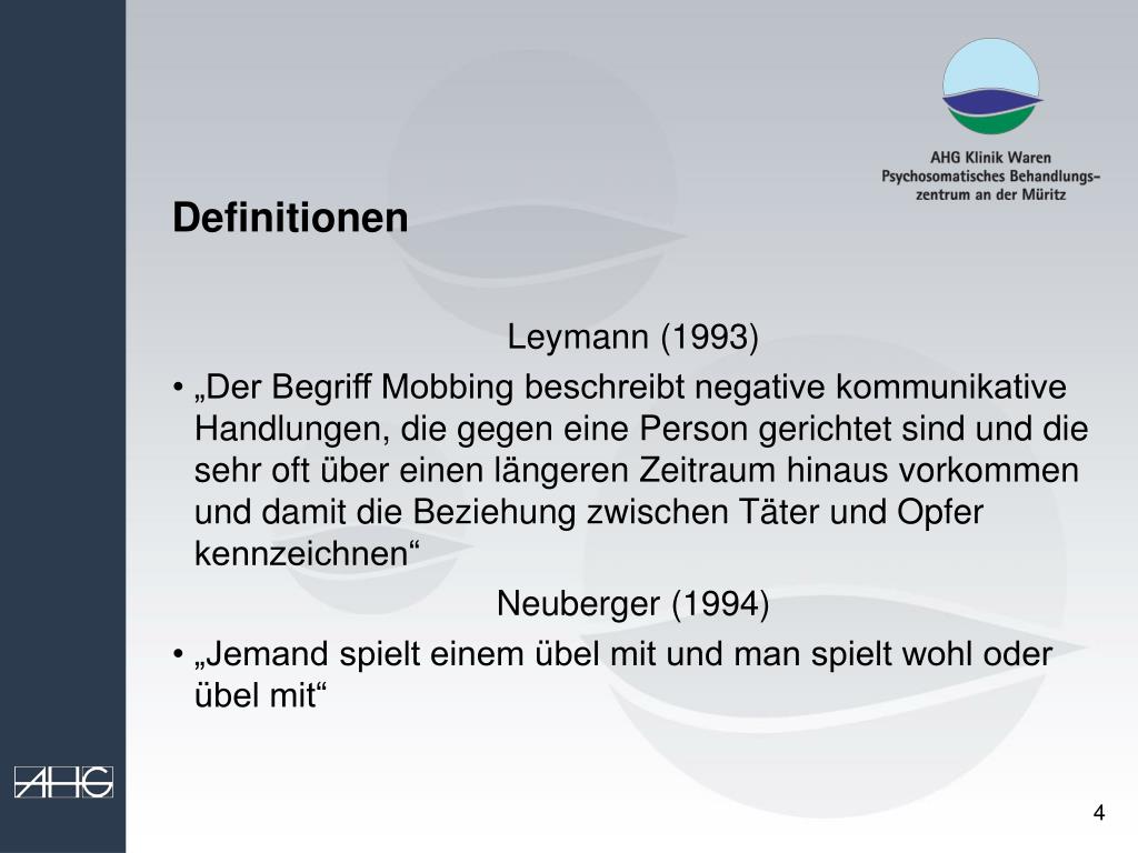 PPT - Mobbing – Erscheinungsformen, Ursachen und Dynamiken, Folgen ...