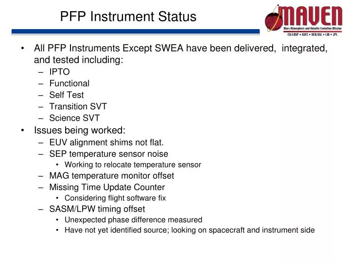 PPT - PFP Instrument Status PowerPoint Presentation, free download - ID ...