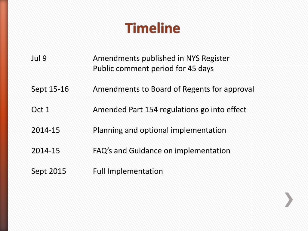 PPT - Impact of Changes to NYSED Part 154 of Commissioner’s Regulations ...
