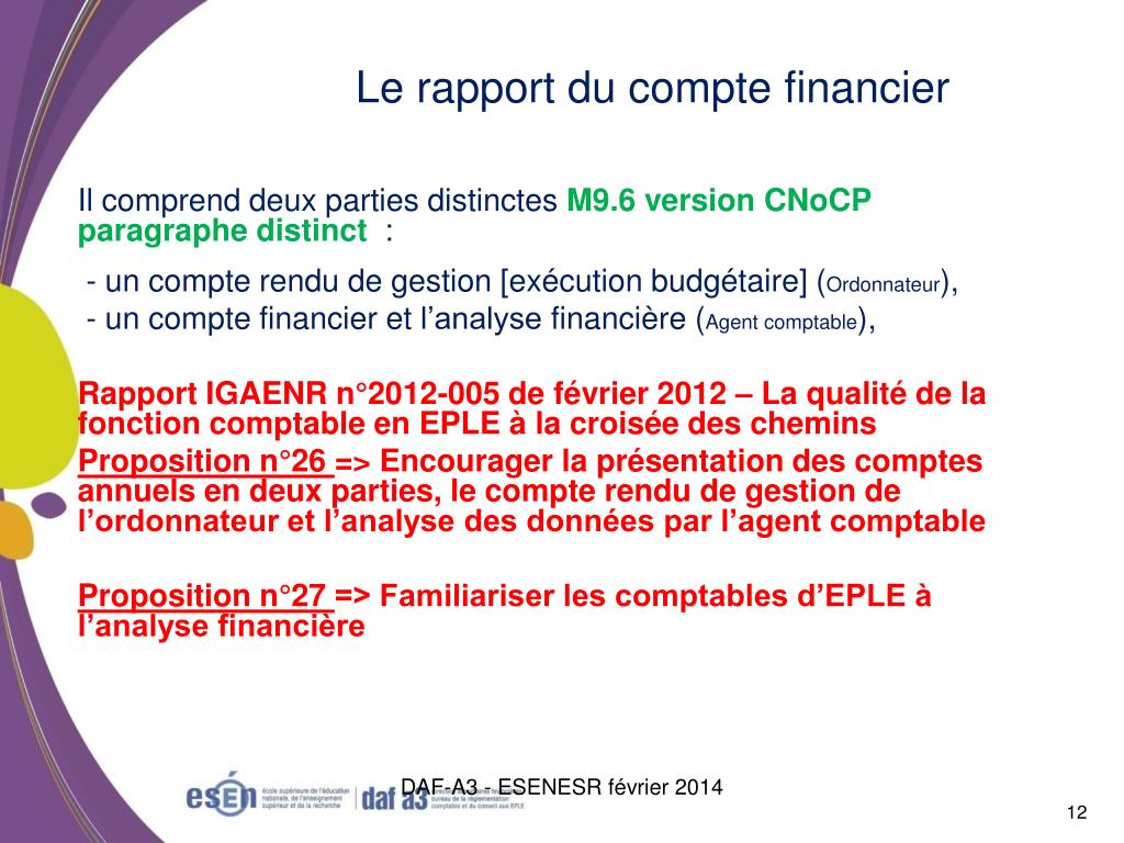 PPT - Le compte financier et l’analyse financière de l’EPLE dans le ...