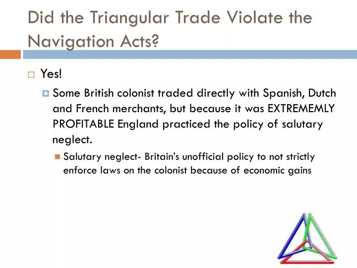 PPT - Did the Triangular Trade Violate the Navigation Acts? PowerPoint ...