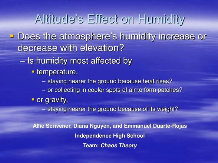 PPT - Altitude’s Effect on Humidity PowerPoint Presentation, free ...