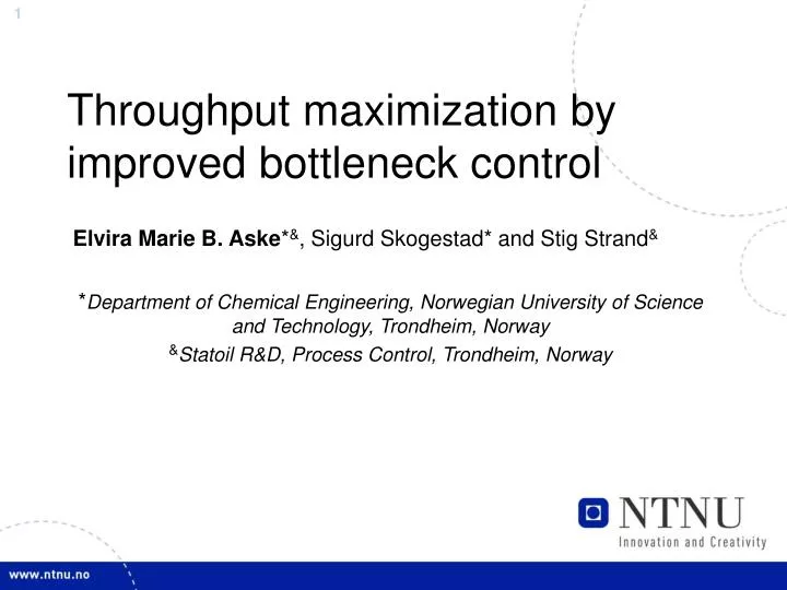 PPT - Throughput maximization by improved bottleneck control PowerPoint ...