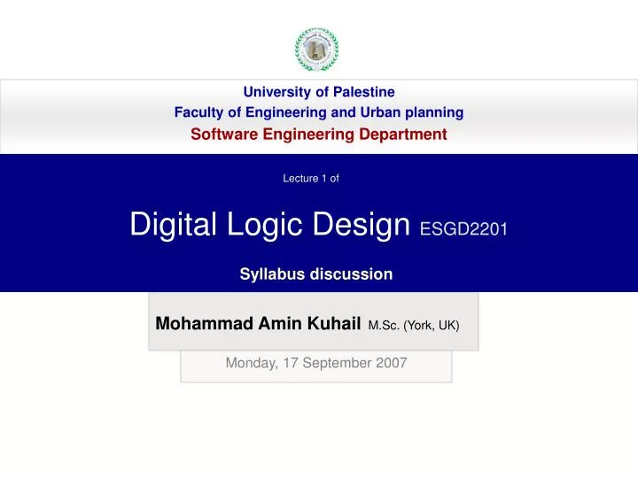 PPT - Digital Logic Design ESGD2201 PowerPoint Presentation, free ...