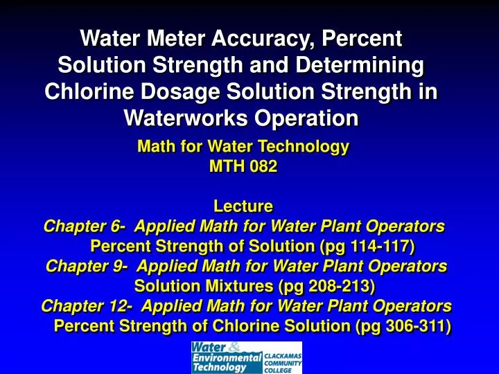 PPT - Math for Water Technology MTH 082 Lecture Chapter 6- Applied Math ...