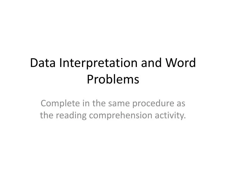 PPT - Data Interpretation and Word Problems PowerPoint Presentation ...