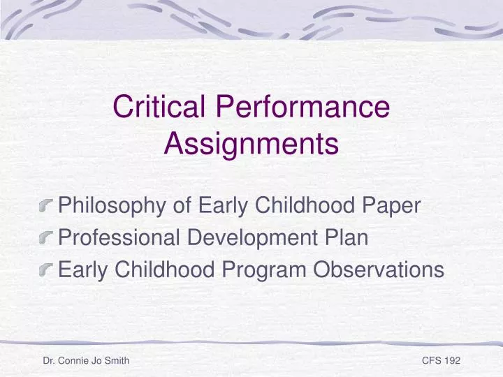 PPT - Critical Performance Assignments PowerPoint Presentation, free ...