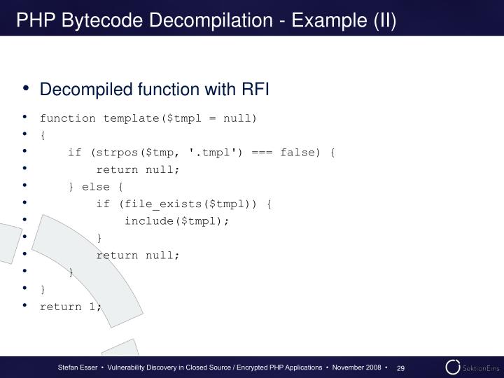 PPT - Vulnerability Discovery in Closed Source / Bytecode Encrypted PHP Applications PowerPoint ...