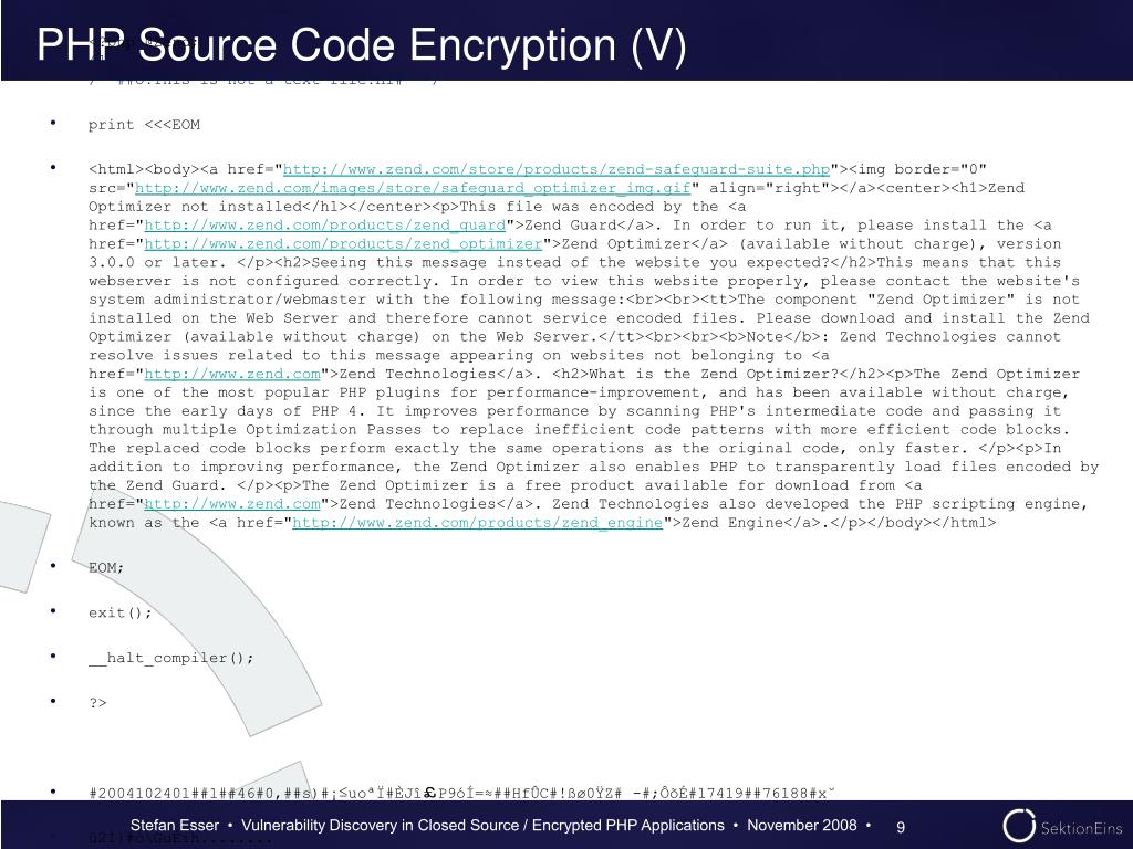 Ppt Vulnerability Discovery In Closed Source Bytecode Encrypted Php Applications Powerpoint 0256