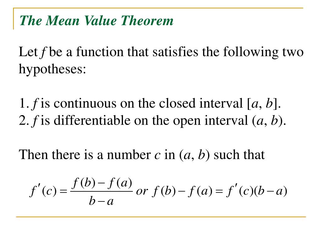 Ppt 4 2 The Mean Value Theorem Powerpoint Presentation Free