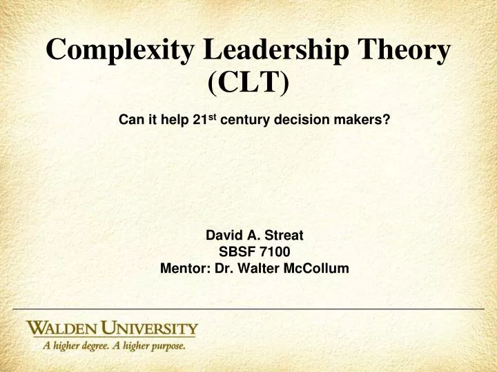 PPT - Complexity Leadership Theory (CLT) PowerPoint Presentation, free ...
