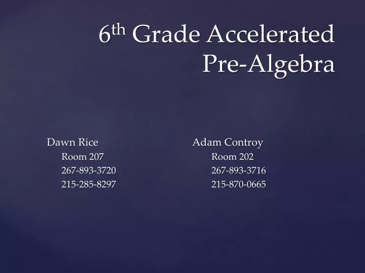 PPT - 6 th Grade Accelerated Pre-Algebra PowerPoint Presentation, free ...