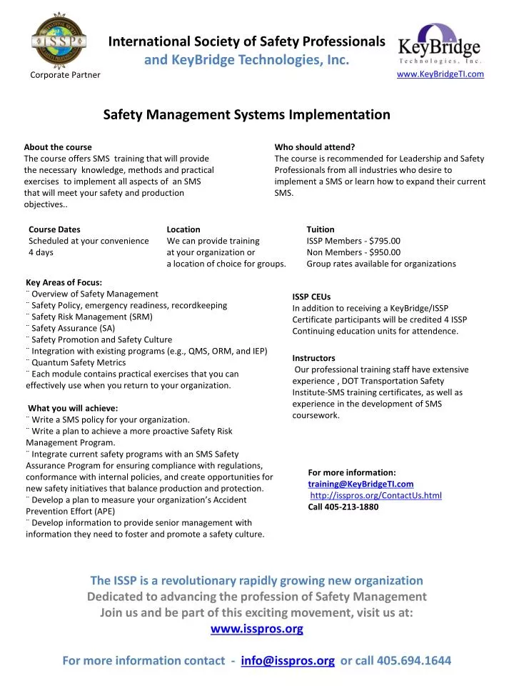 PPT - Key Areas of Focus: ¨ Overview of Safety Management PowerPoint ...