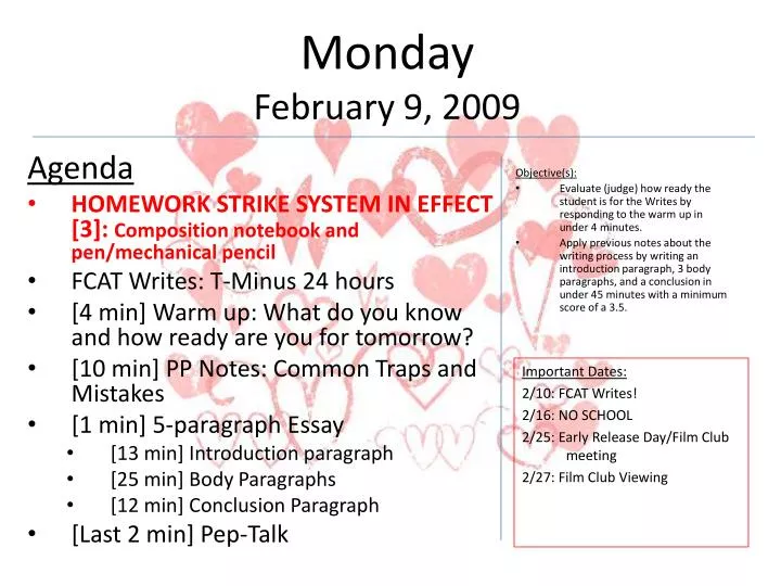 PPT - Monday February 9, 2009 PowerPoint Presentation, free download ...