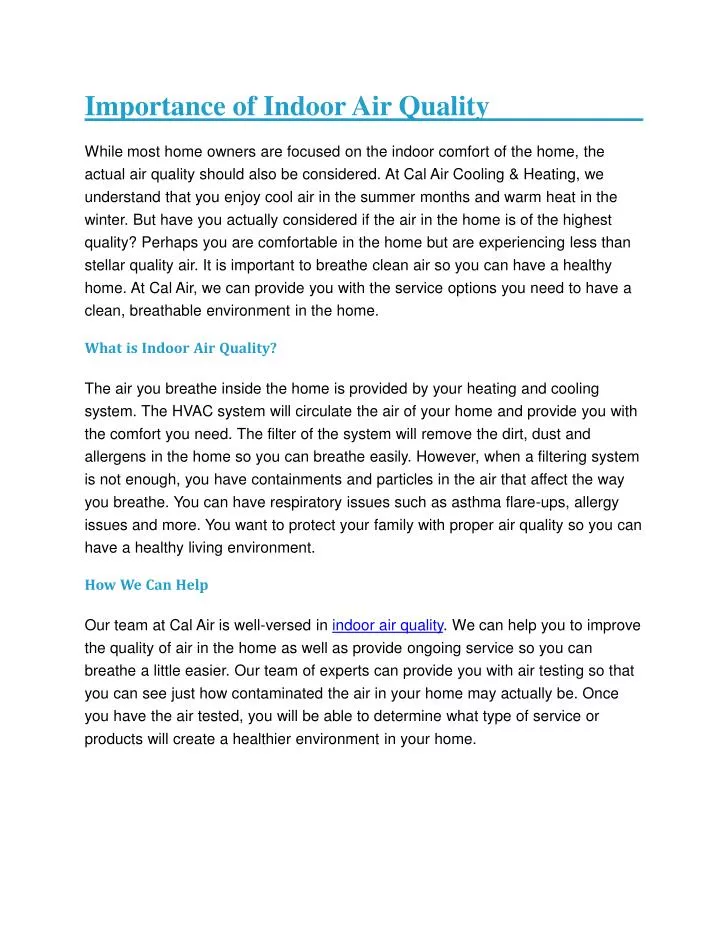 PPT - Importance of Indoor Air Quality PowerPoint Presentation, free ...